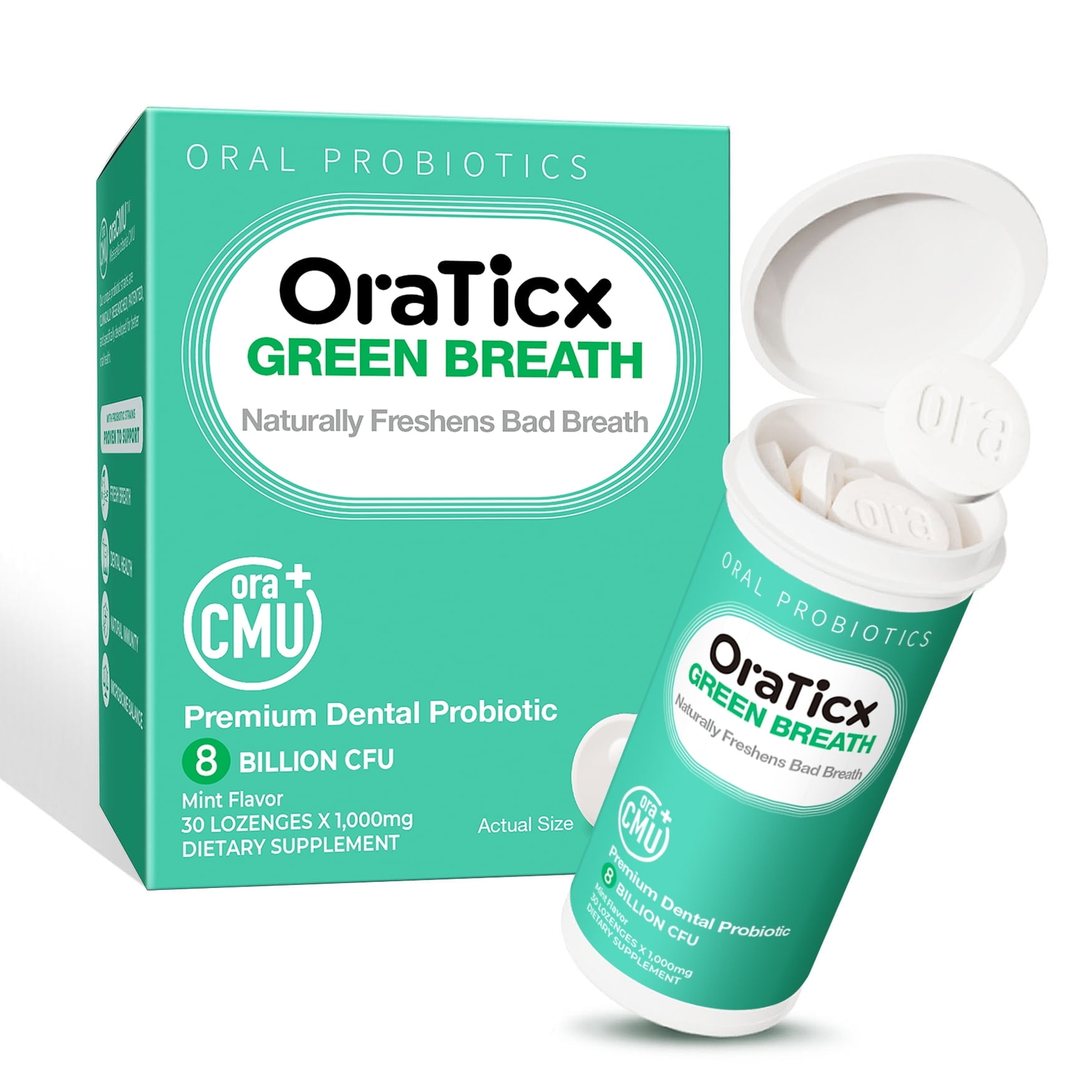 OraTicx Oral Probiotics, Fresh Breath, Dental Health, 8B CFU, Mint, 30 ...