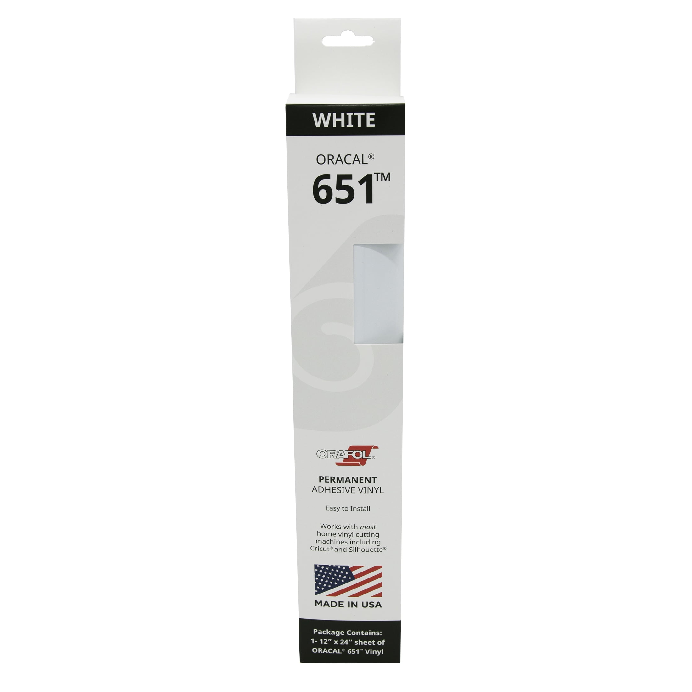 Oracal 651 White Permanent Gloss Vinyl - 12" x 24" Single Sheet ...