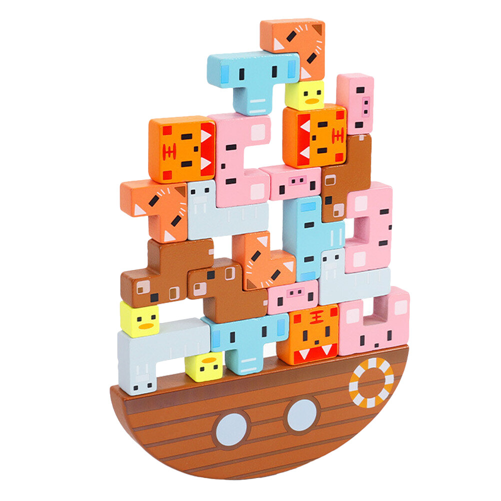 Oraceous 1 Set Wooden Balanced Stacked High Block Kids Stacking Games ...