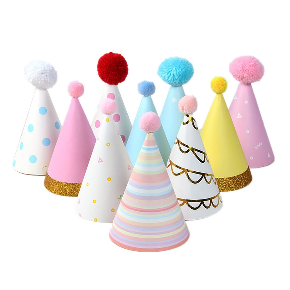 Oraceous 10PCS Birthday Party Decorative Hats Gold Stamping Pointed Hat ...