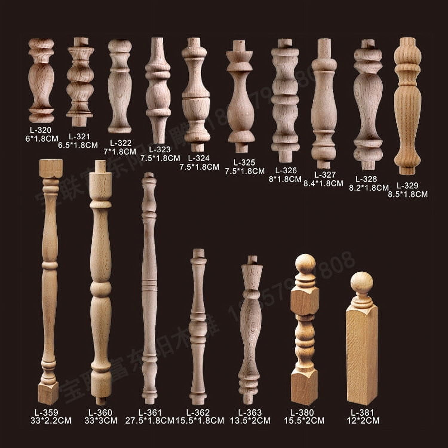 KALLORY Wood Cabinet Post Wood Spindles Khaki 10Pcs for Gardens ...