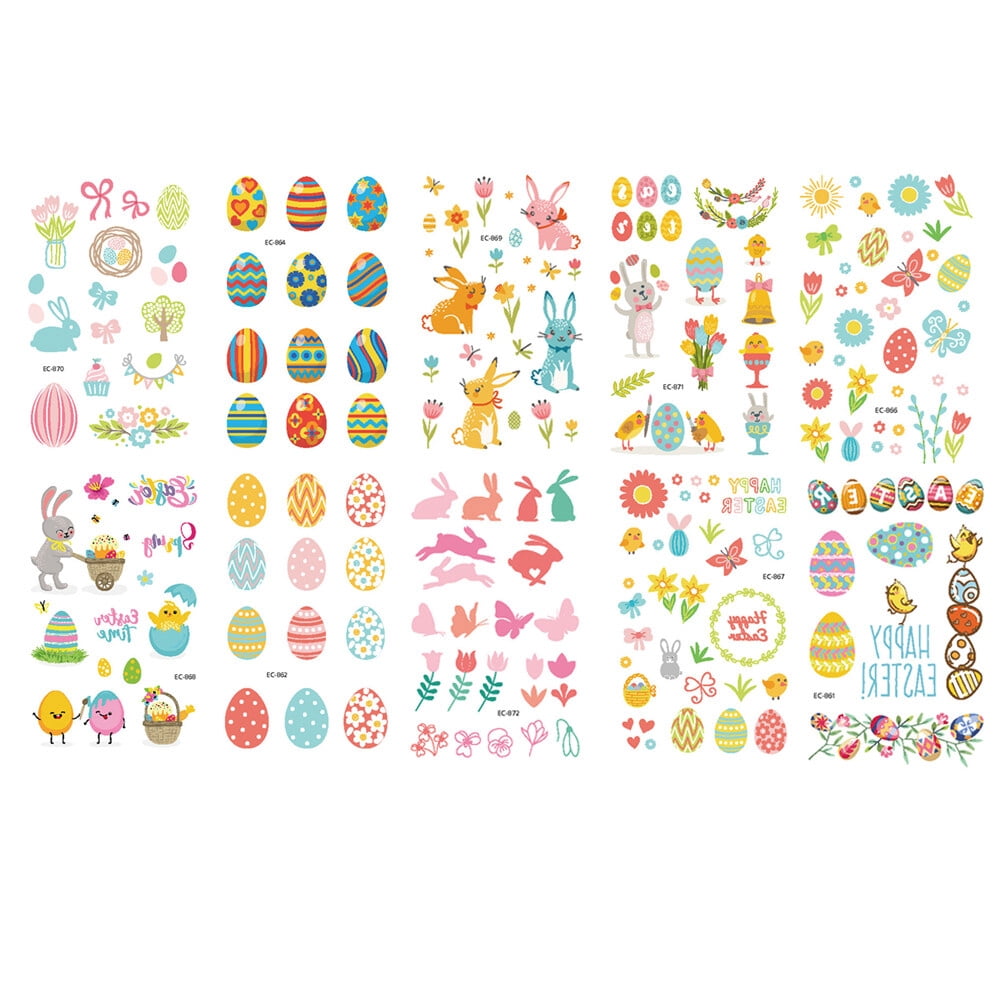 Oraceous 12 Sheets Easter Sticker Waterproof Sticker Cartoon Kids ...