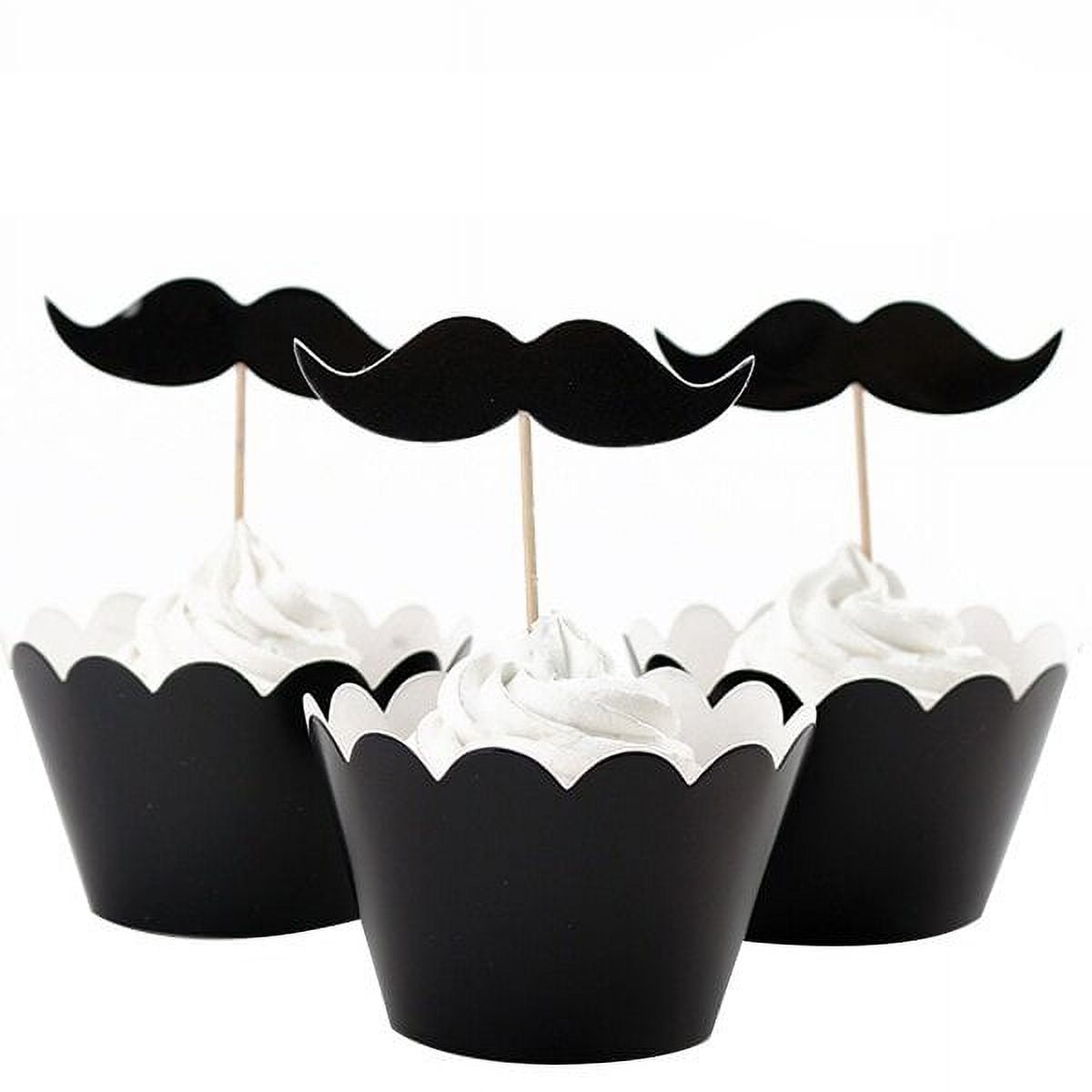 Oraceous 12pcs Black Mustache Cupcake Wrapper Toppers Kit For Birthday ...