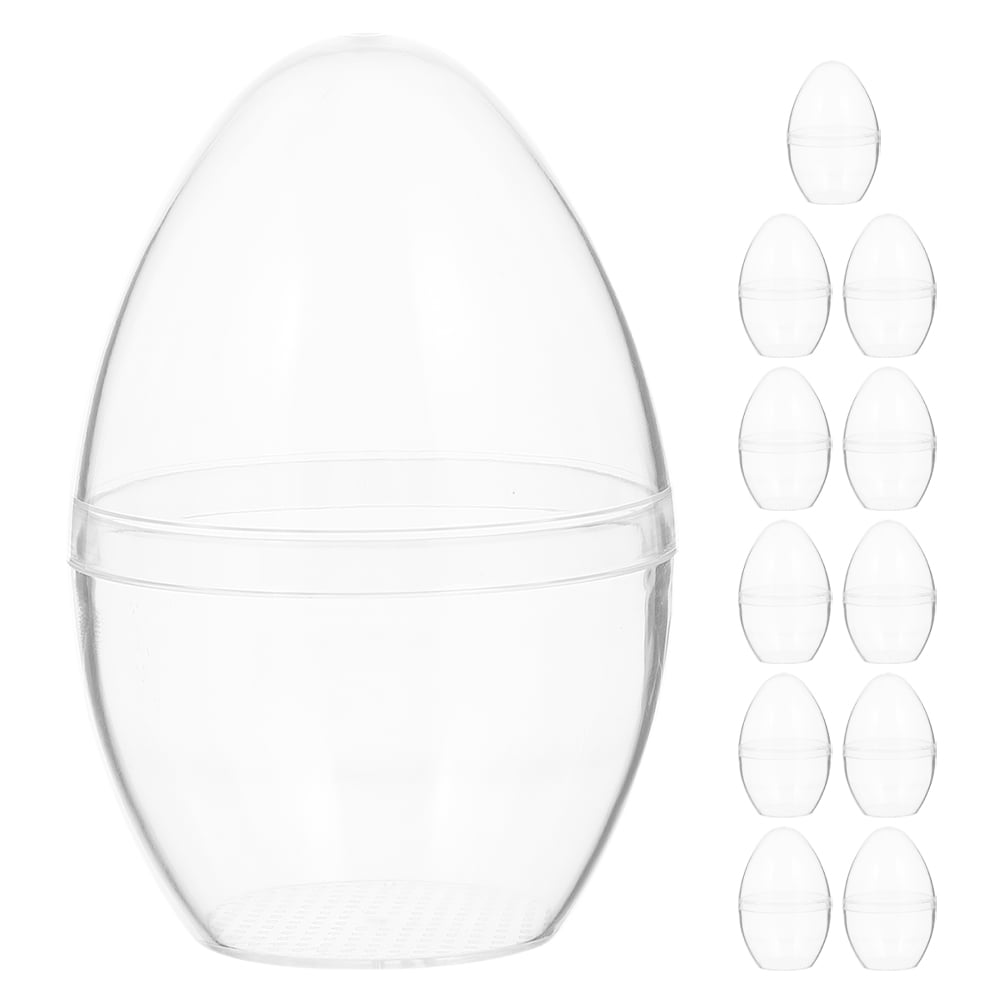 Oraceous 12pcs Clear Plastic Easter Eggs Transparent Flat Bottom ...