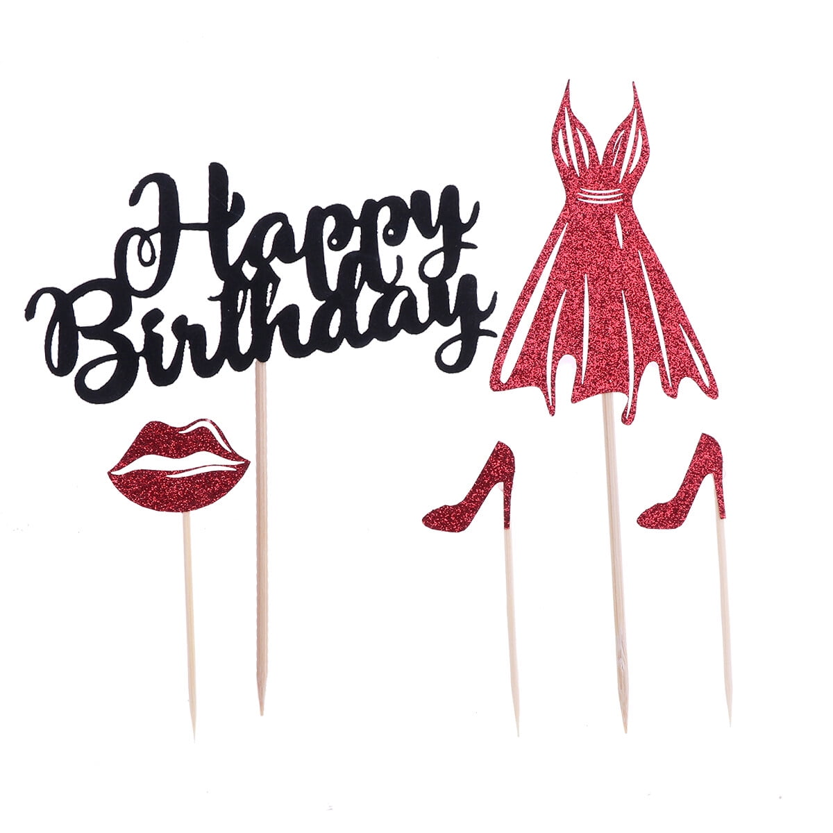Oraceous 2 Sets Cake Toppers Glitter High Heel Shape Cupcake Toppers ...