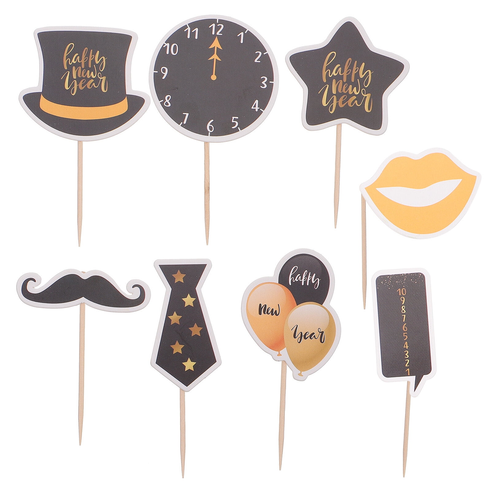 Oraceous 24Pcs Cake Toppers Inserts Happy New Year Insert Sticks Cake ...