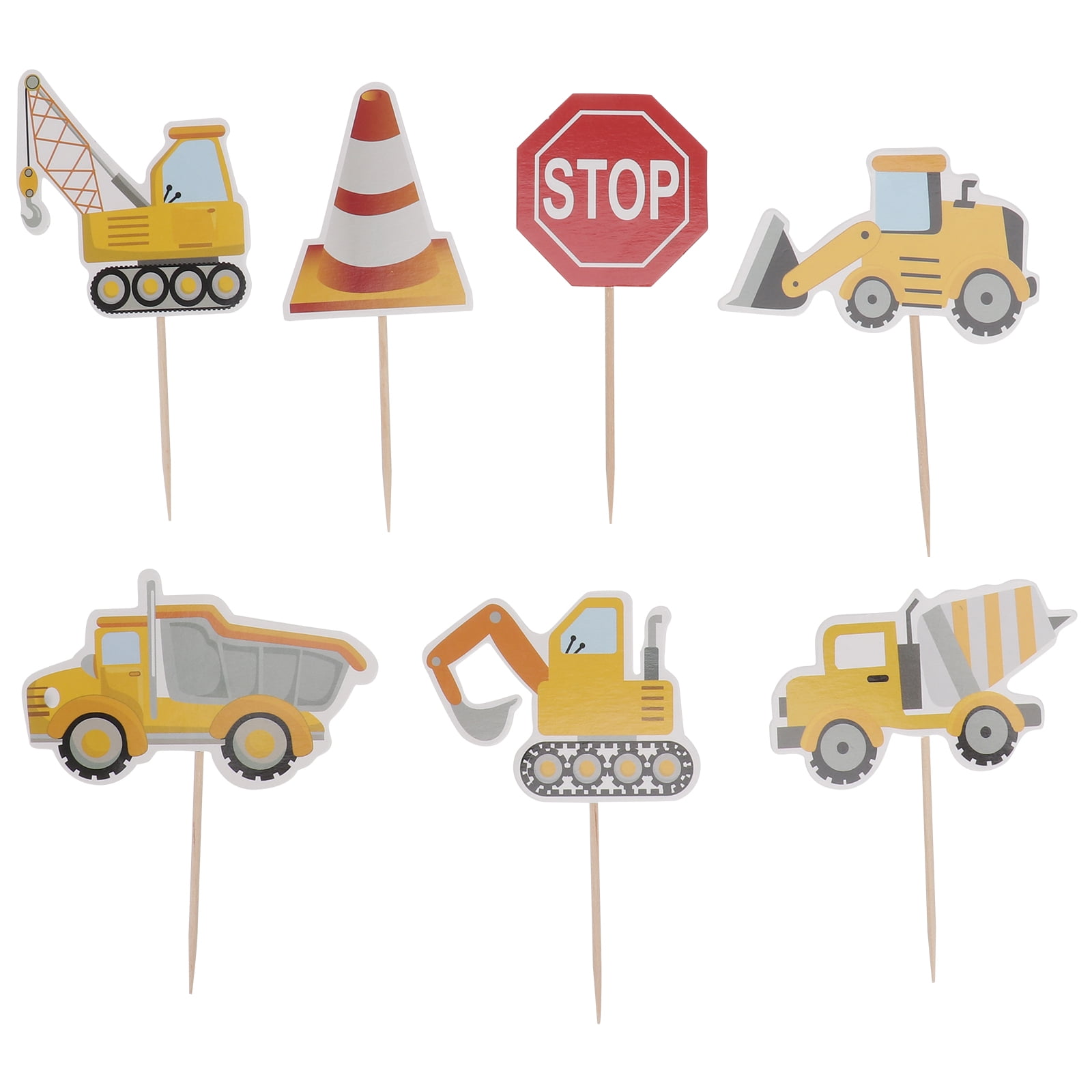Oraceous 24pcs Excavator Truck Cake Topper Funny Fruit Dessert Decor ...