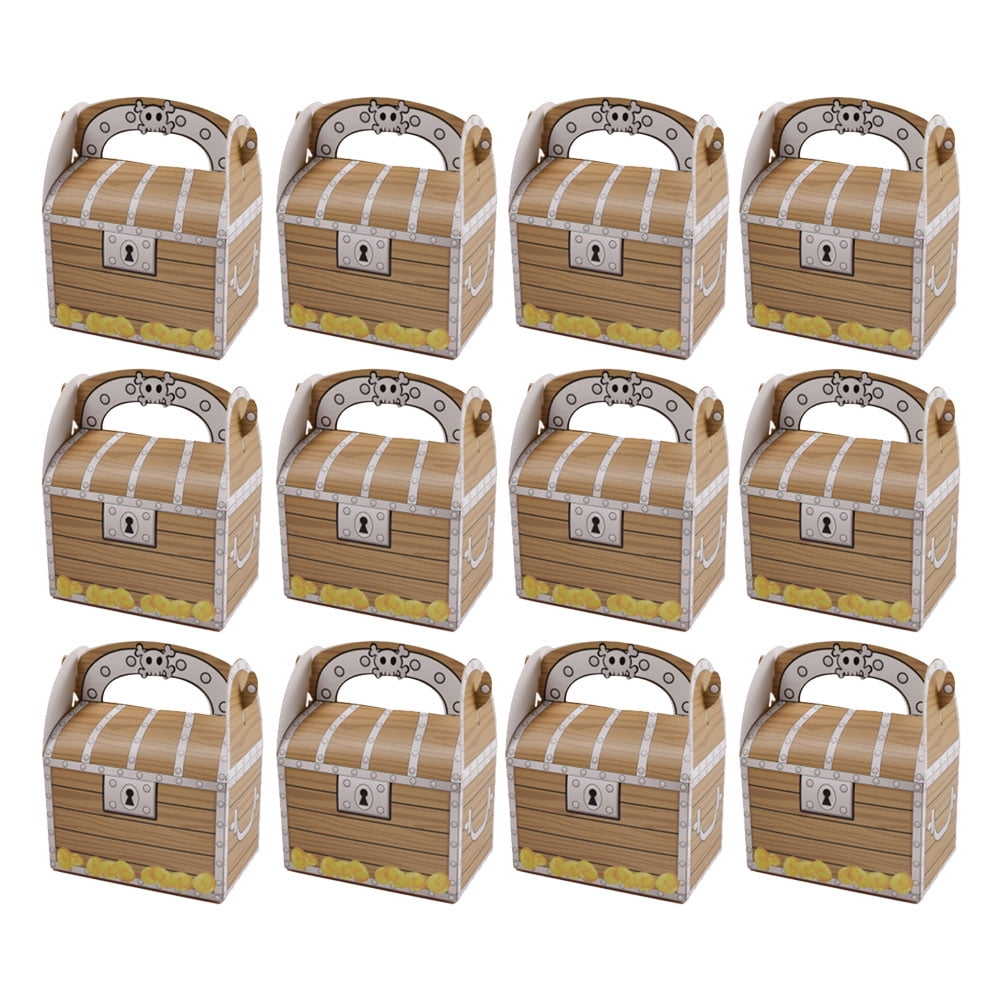 Oraceous 24pcs Portable Pirate Treasure Chest Box Vintage Wooden ...