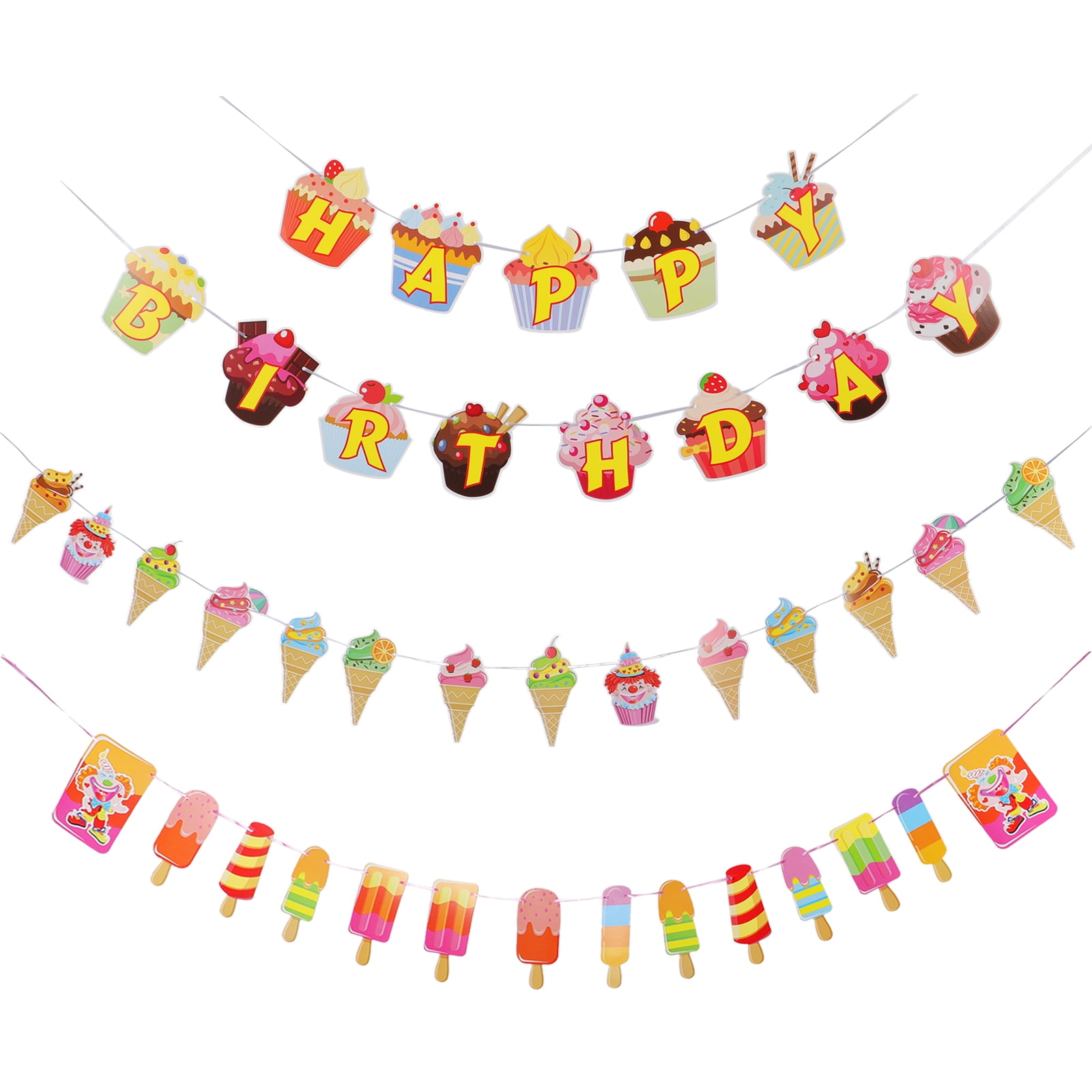 Oraceous 3 Sets Ice Cream Banners Popsicle Cupcake Banners Birthday ...
