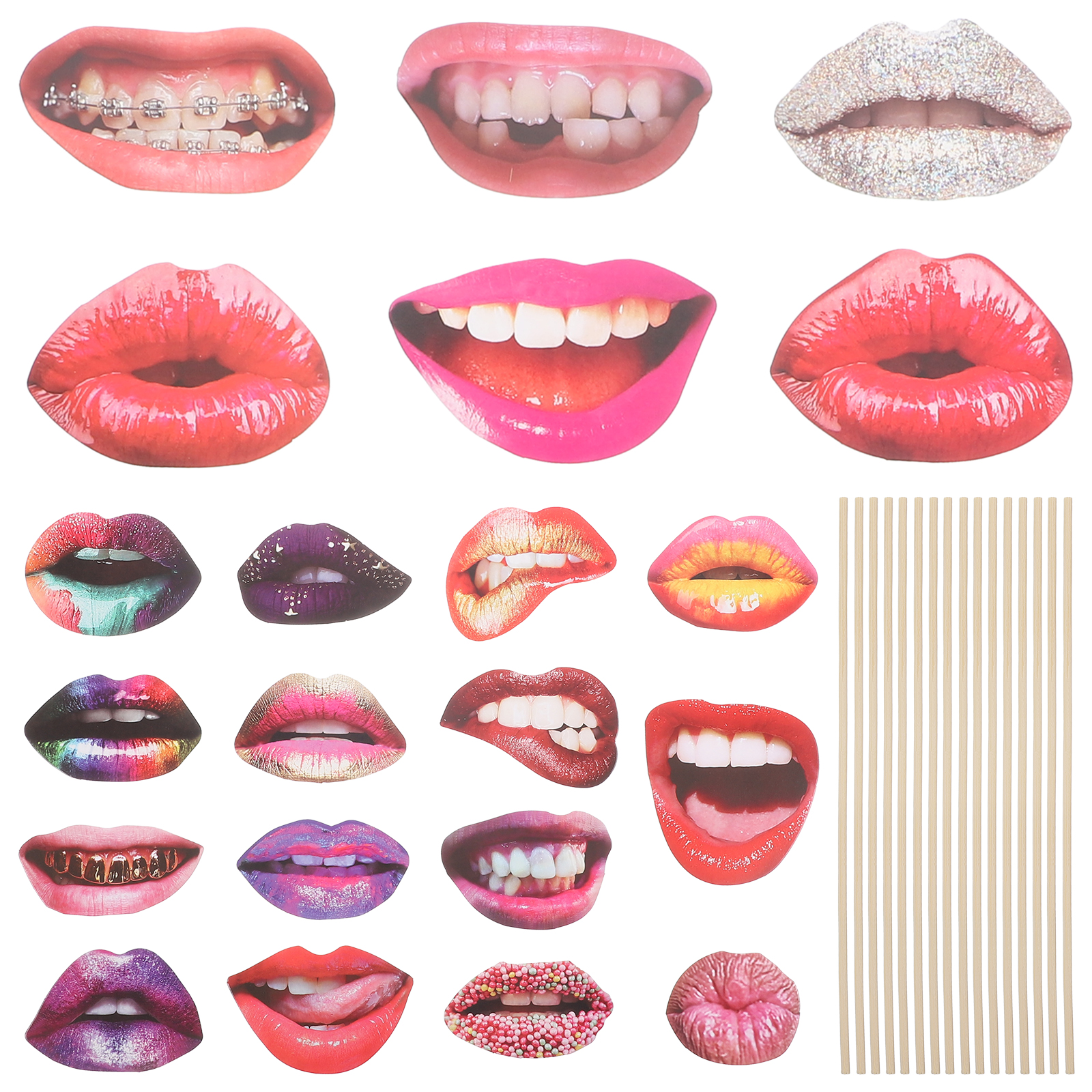 Oraceous 40 Sets Photograph Selfie Props Mouth Lips Photo Booth Prop ...