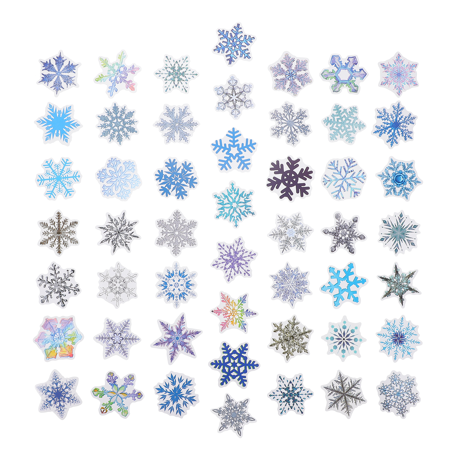 Oraceous 50 Sheets Christmas Window Decals Snowflake Pattern Stickers ...