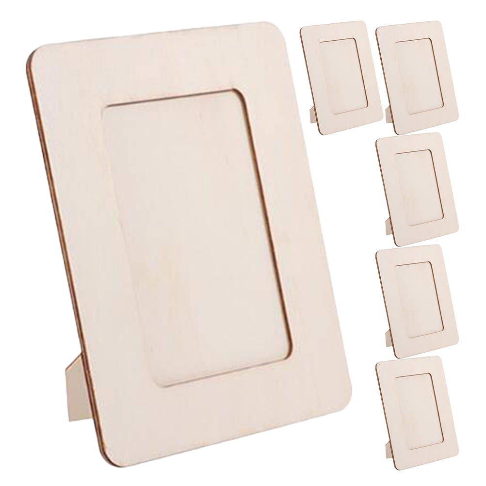 Oraceous 6-Pack Unfinished Solid Wood Photo Frames, Blank Standing ...