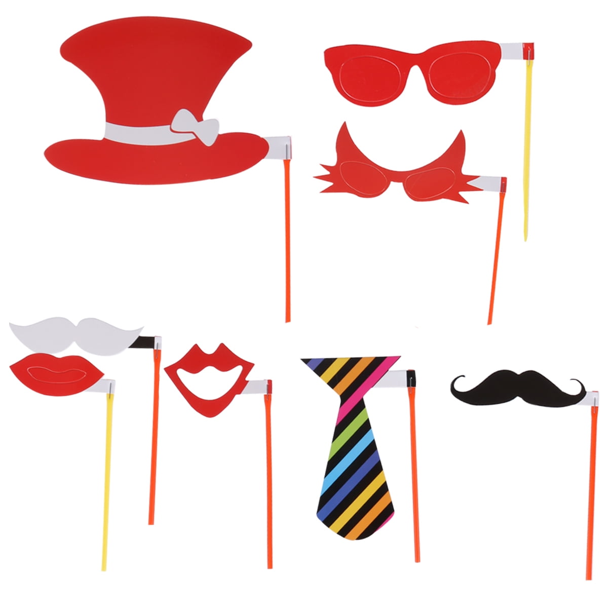 Oraceous 8PCS Party Funny Photo Booth Props Clown Beards Red Lips ...