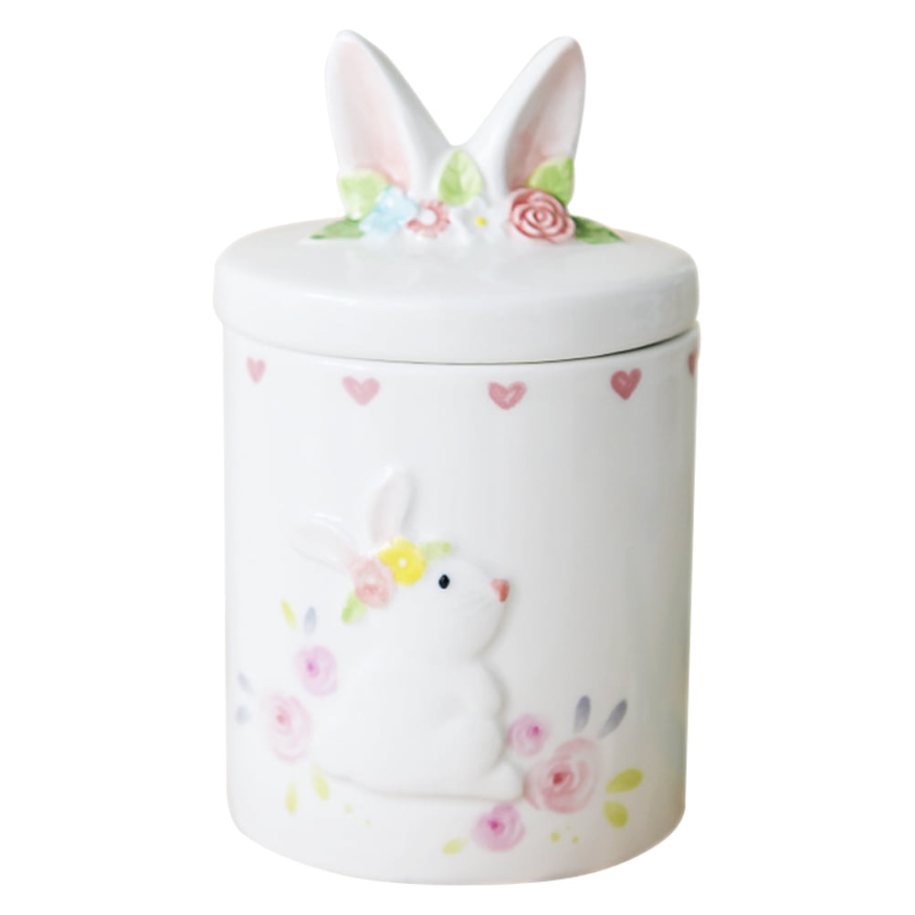 Oraceous Ceramic Storage Canister Easter Rabbit Container Food Jar ...