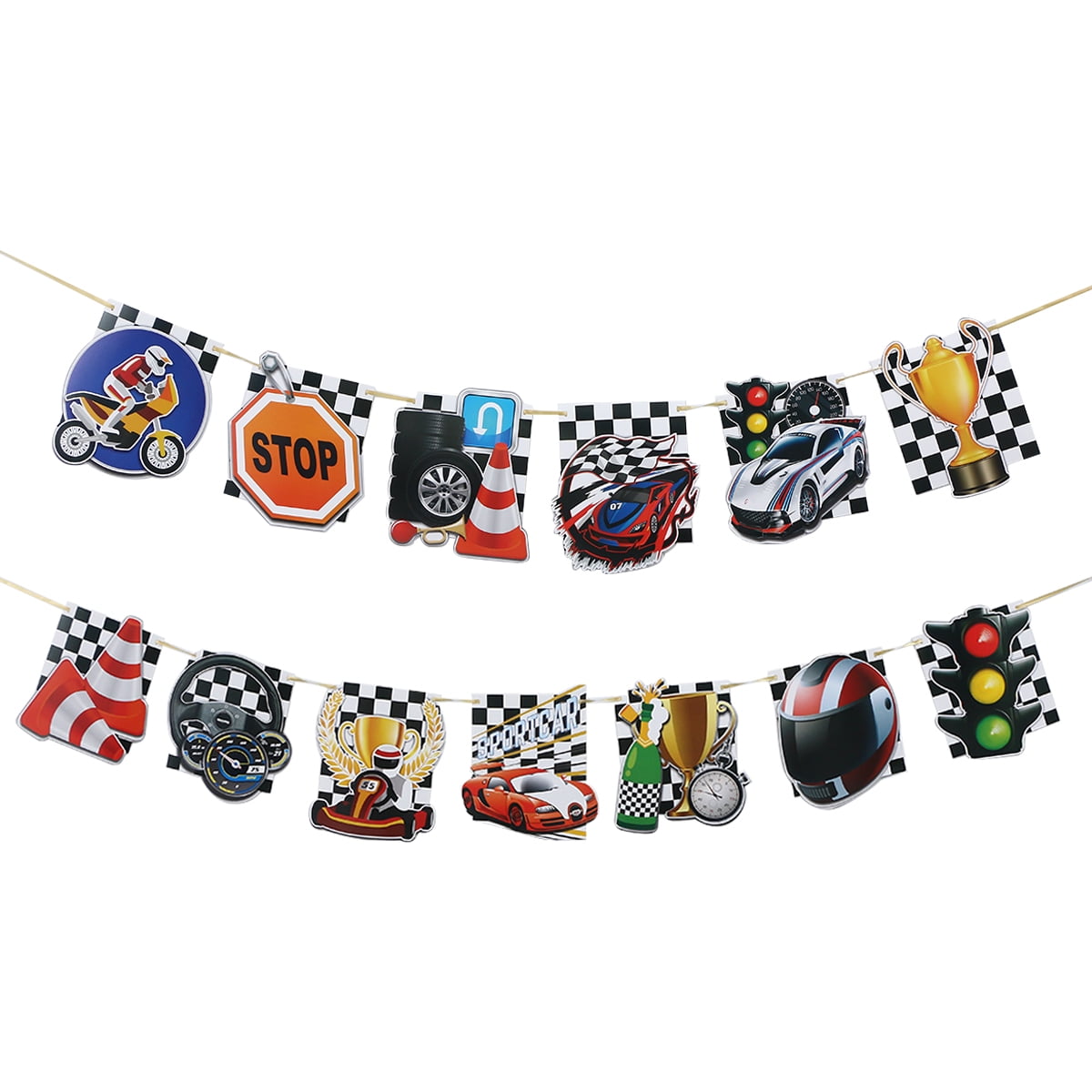 Oraceous Checkered Racing Flags Racing Car Banner Garland Party ...