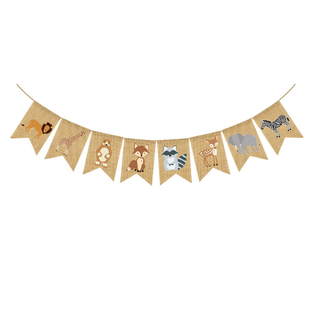 Oraceous Colorful Animal Printing Burlap Banner Creative Animal Theme ...