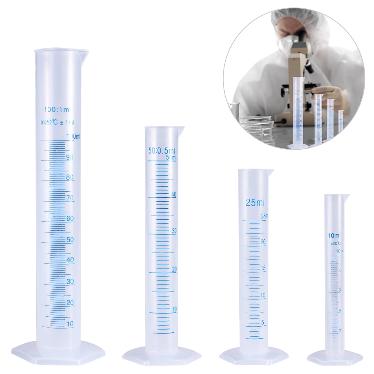 Oraceous Measuring Cylinder Graduated Cylinder Test Tube Set of 4 ...