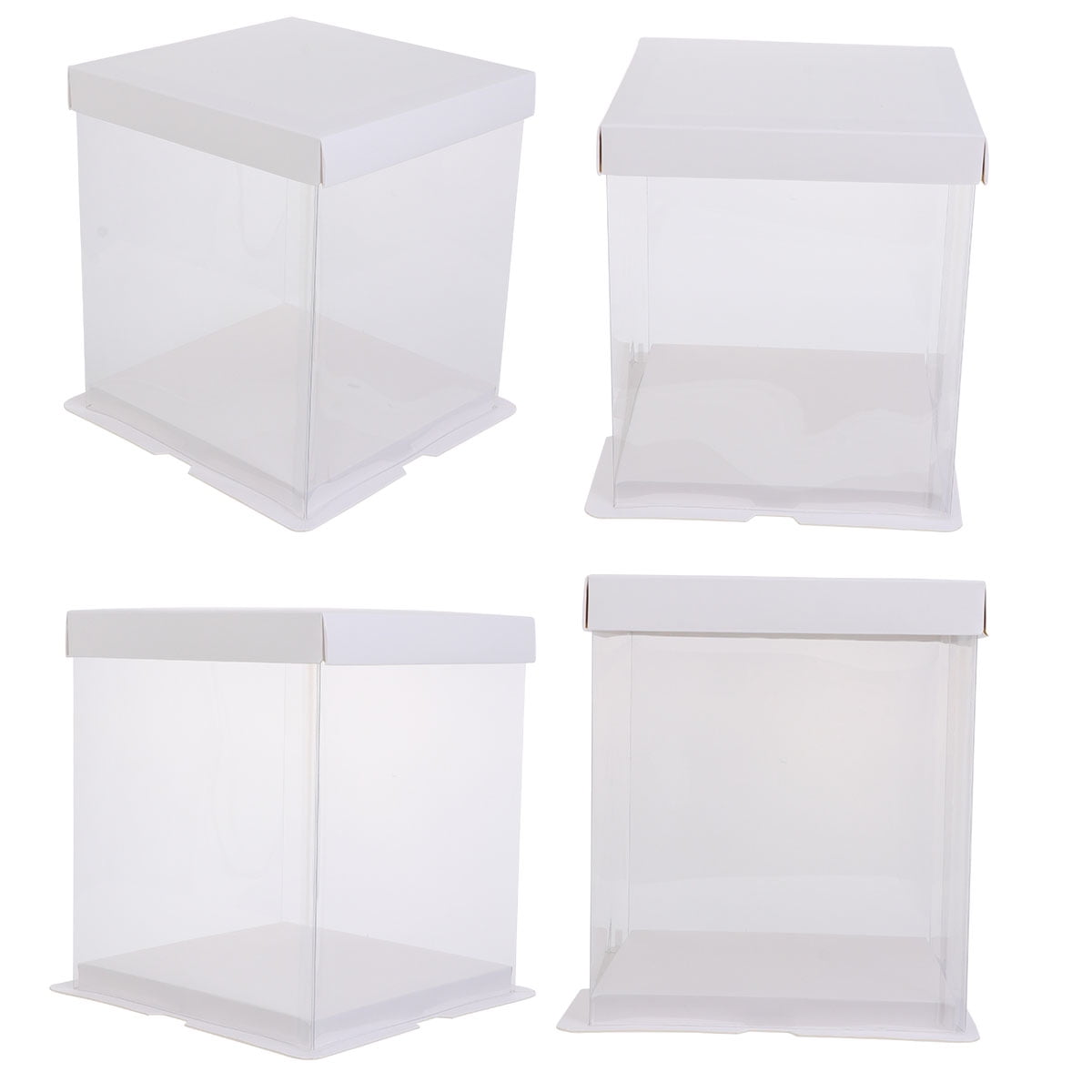 Oraceous Transparency Cake Box, 4pcs White Birthday Cake Packing Box ...