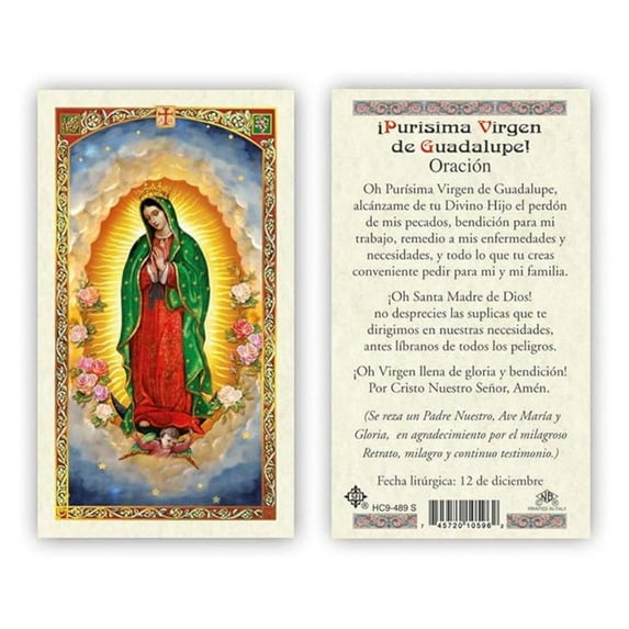 Oracion a La Purisima Virgen de Guadalupe Tarjetas Laminadas en Espanol ...