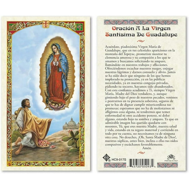 Oracion a La Virgen de Guadalupe Juan Diego Laminated Prayer Cards - Pack of 25- Espanol ...