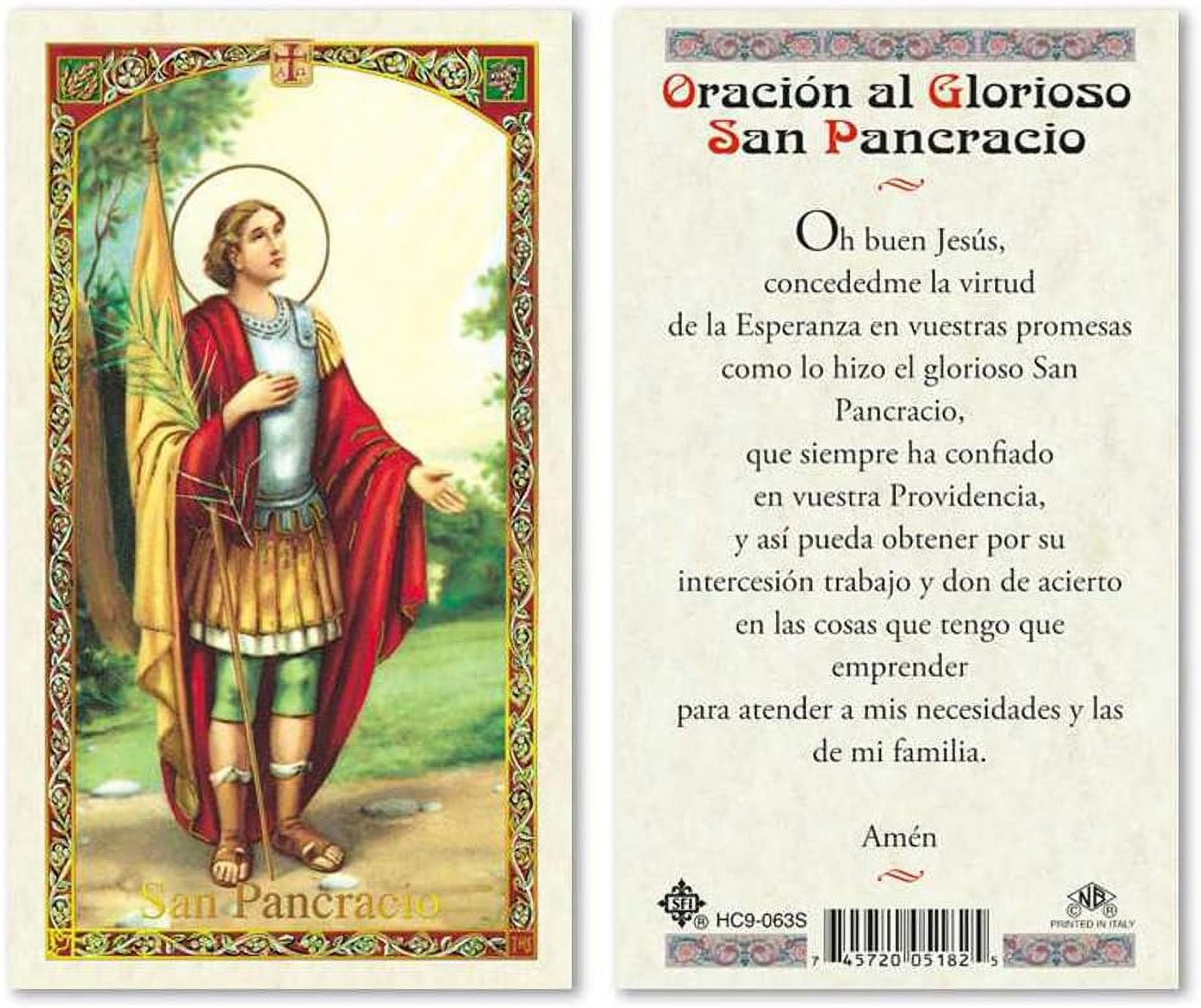 Oracion al Glorioso San Pancracio Tarjetas Laminadas Prayer Cards ...