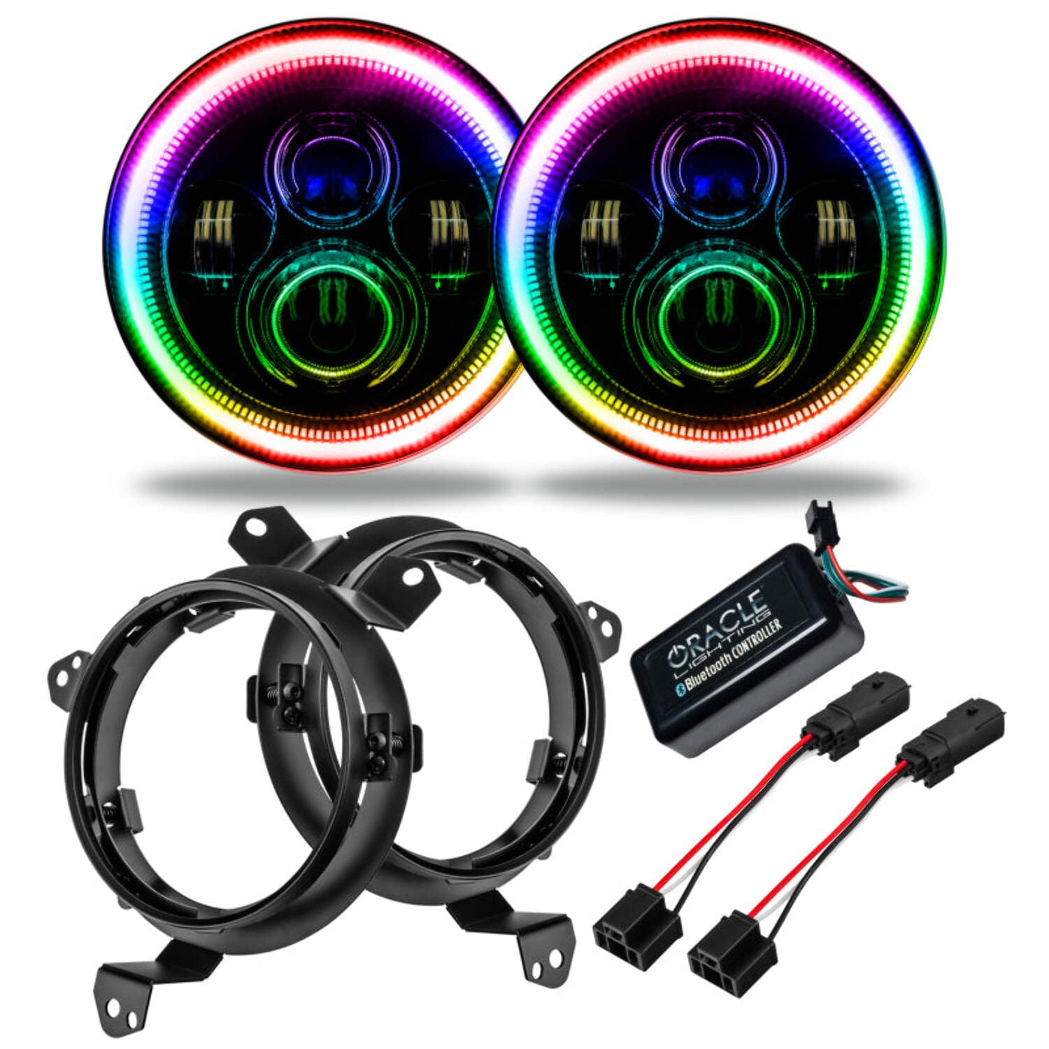 Oracle 07-18 Jeep WRG JL Led Headlights -Dynamic Colorshift Fits select ...