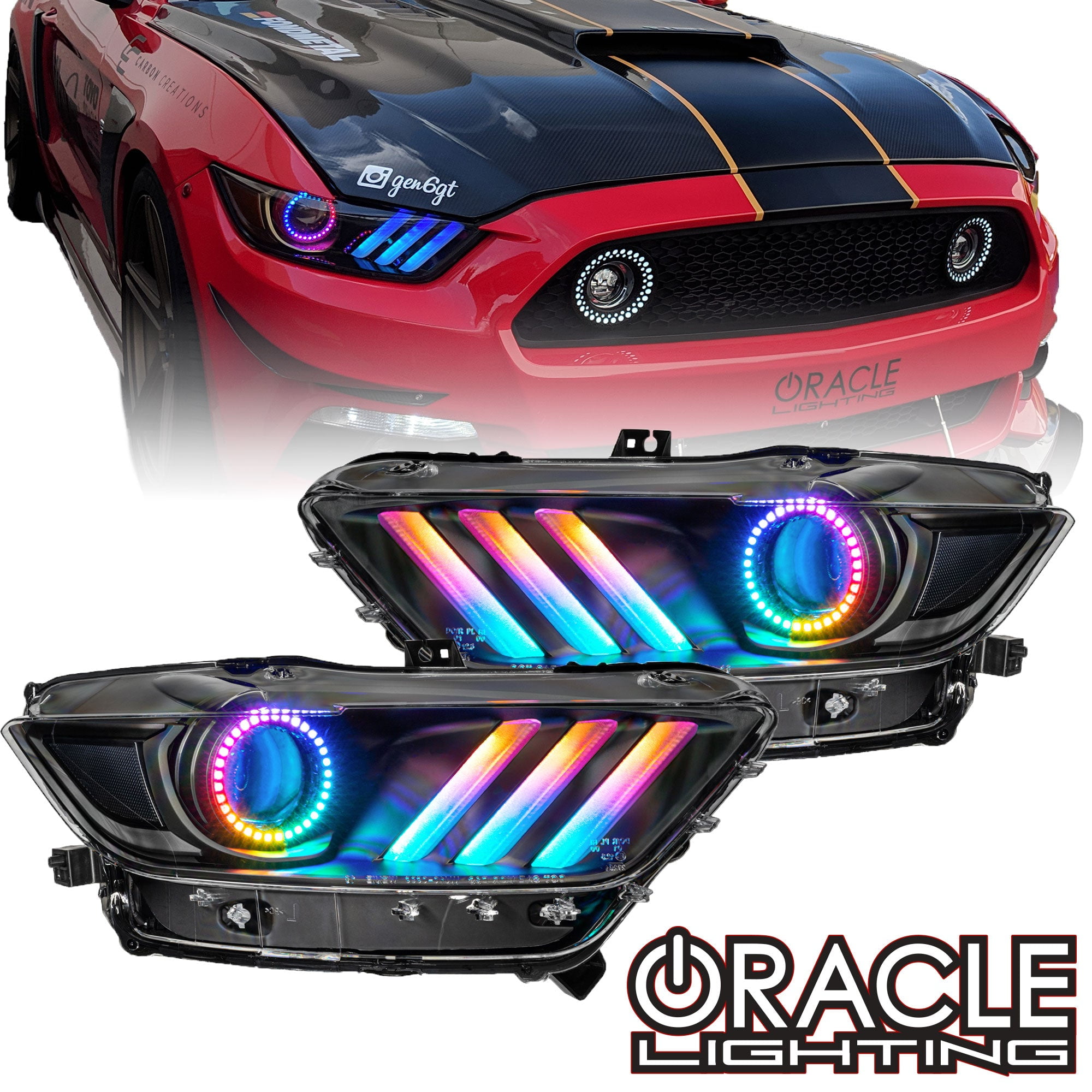 Oracle 15-17 Ford Mustang Dynamic RGB+A Pre-Assembled Headlights ...