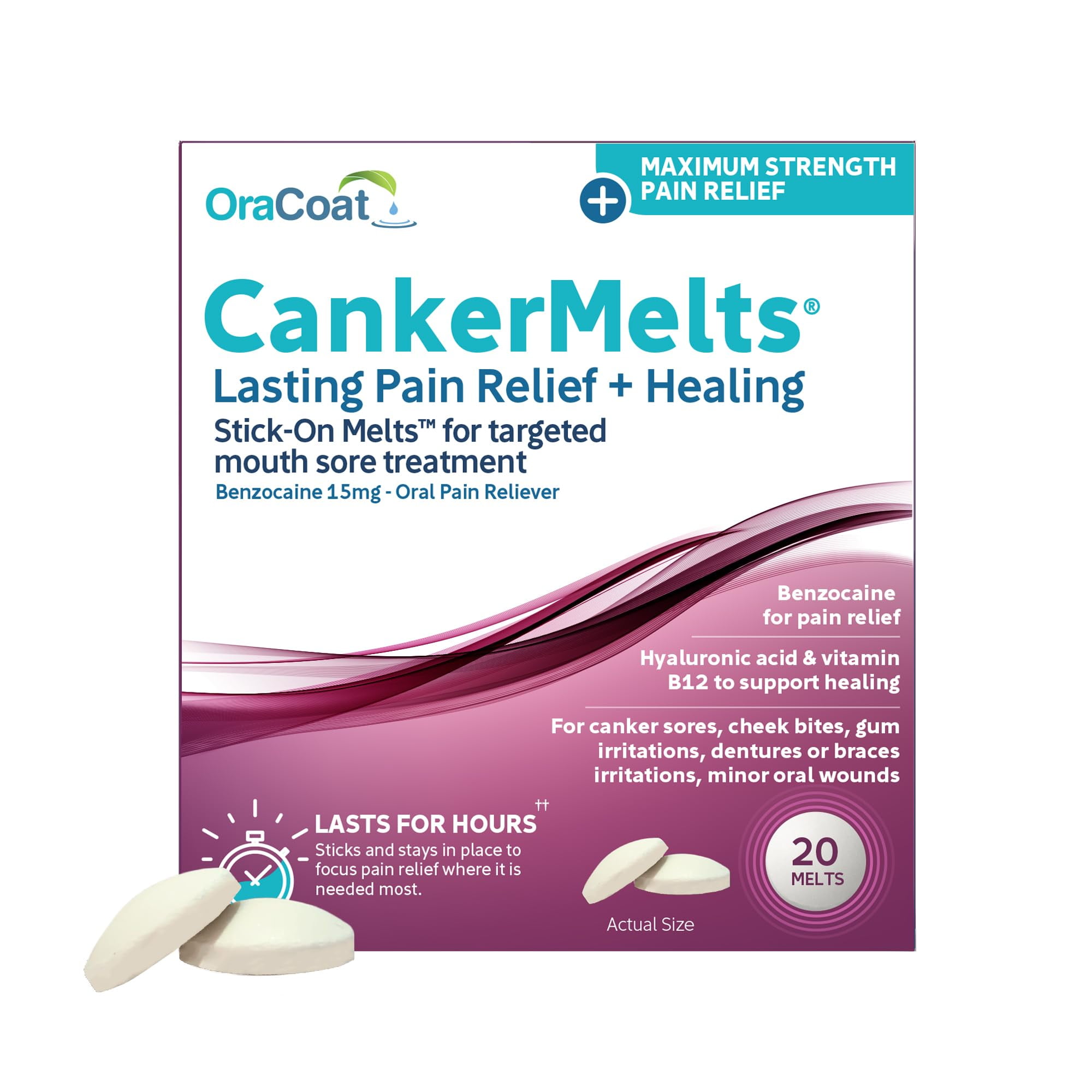 Oracoat CankerMelts Canker Sore STF9 Treatment, 20 Stick-On Melts with ...