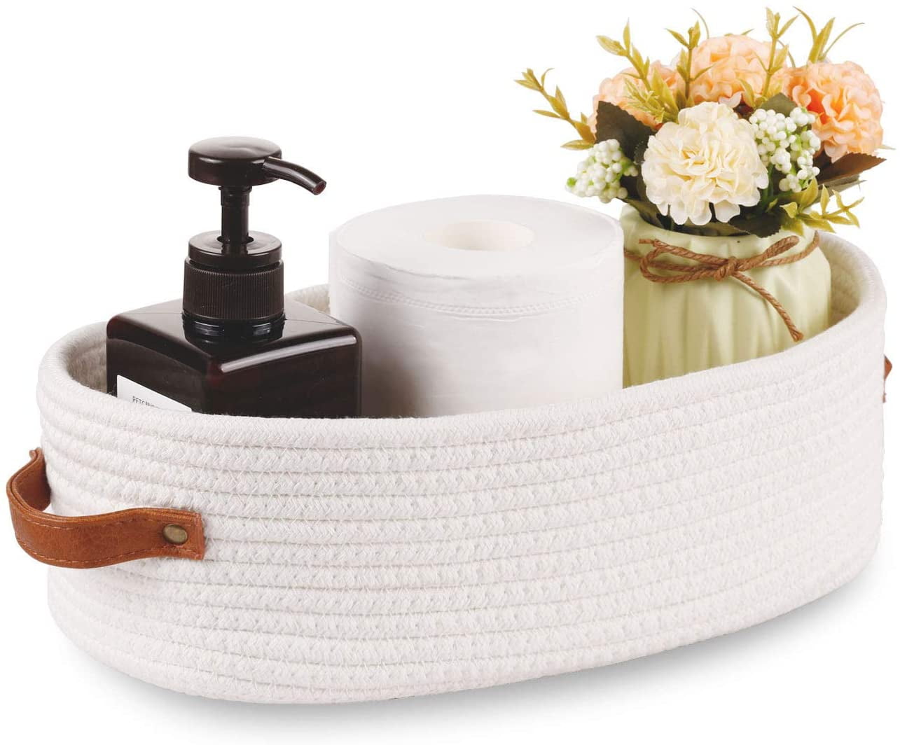 Oradrem Cotton Rope Toilet Storage Basket with Handles for Bathroom ...