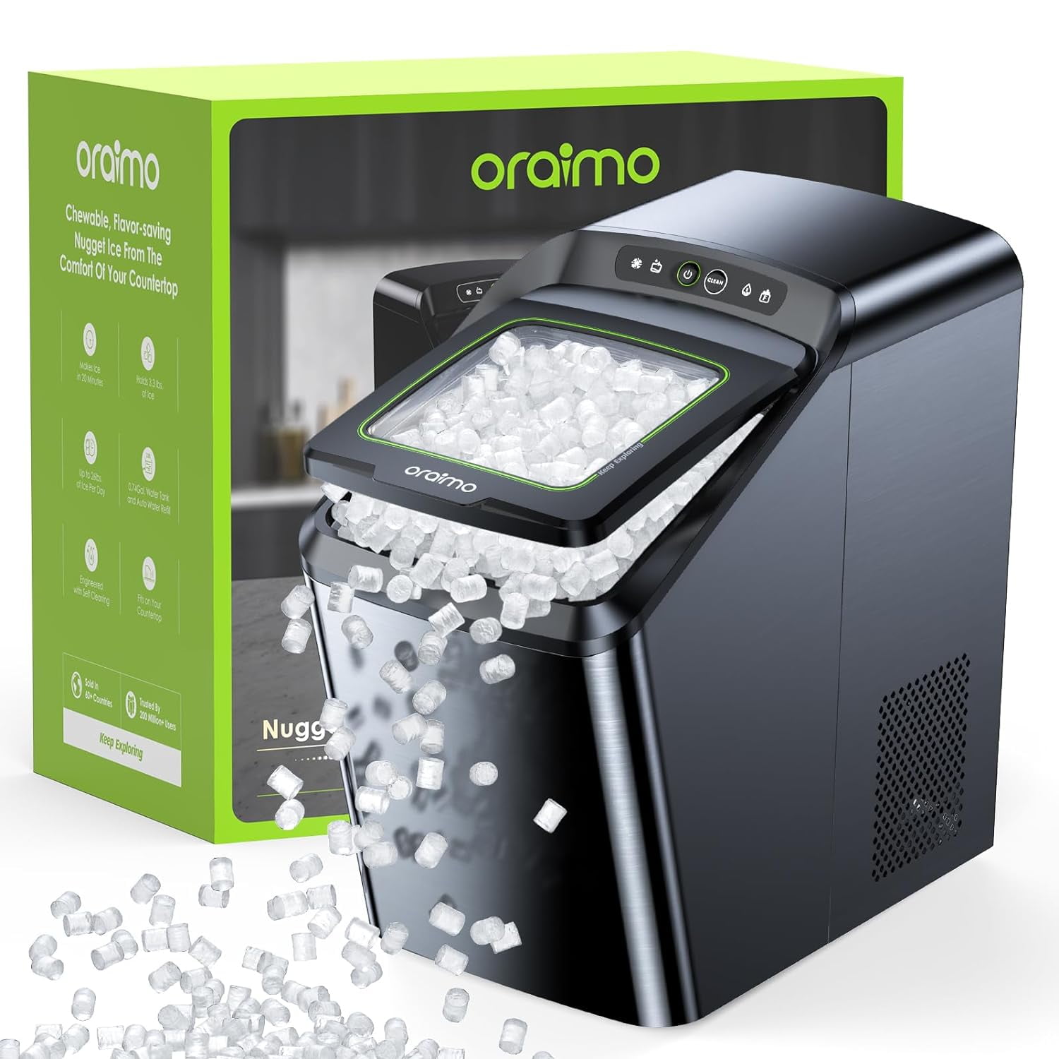 Oraimo Nugget Ice Maker, Ice Makers Countertop, 26 Lbs/Day Tooth ...