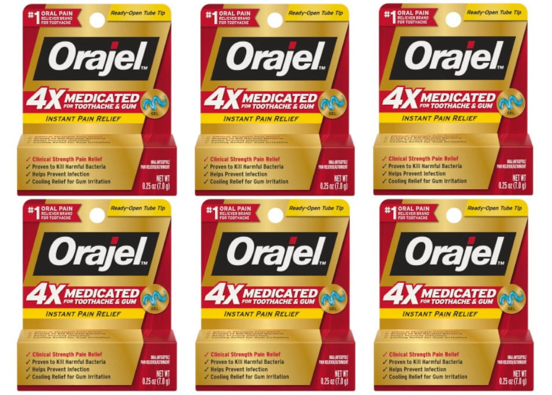 Orajel 4X Tooth Pain Relief Anesthetic, Medicated Cooling Gel for ...