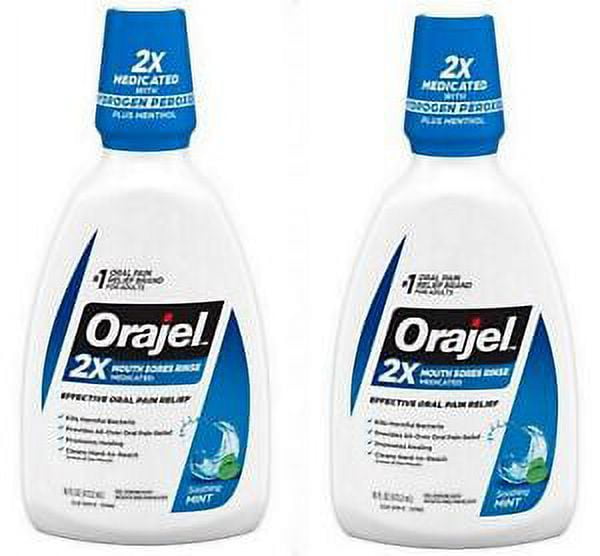Orajel Antiseptic Mouth Rinse Mint 16oz ( 2 pack ) NEW LOOK! - Walmart.com