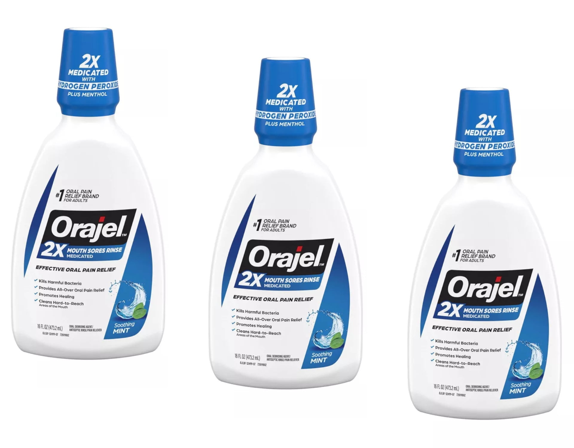 Orajel Medicated Dental Wash - 3 Pack, Antiseptic Mouthwash for All ...