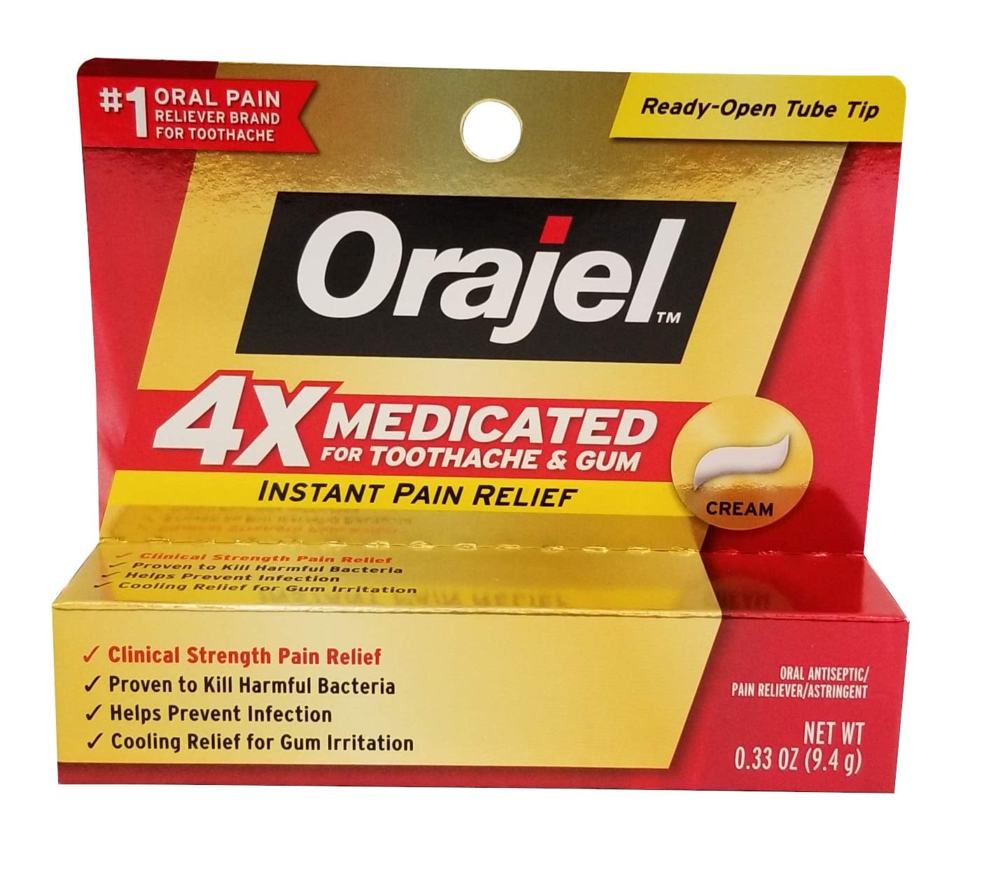 Orajel Instant Pain Relief OIF8 Toothache/Gum 4X Medicated Cream Each ...