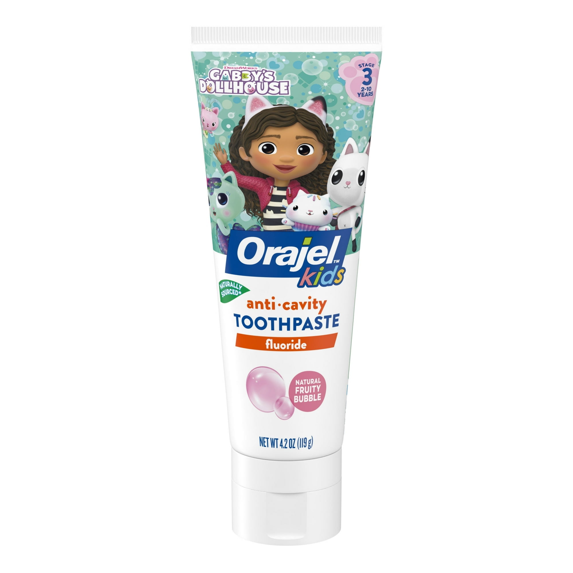 Orajel Kids Anti Cavity Fluoride Toothpaste, Natural Fruity Bubble ...