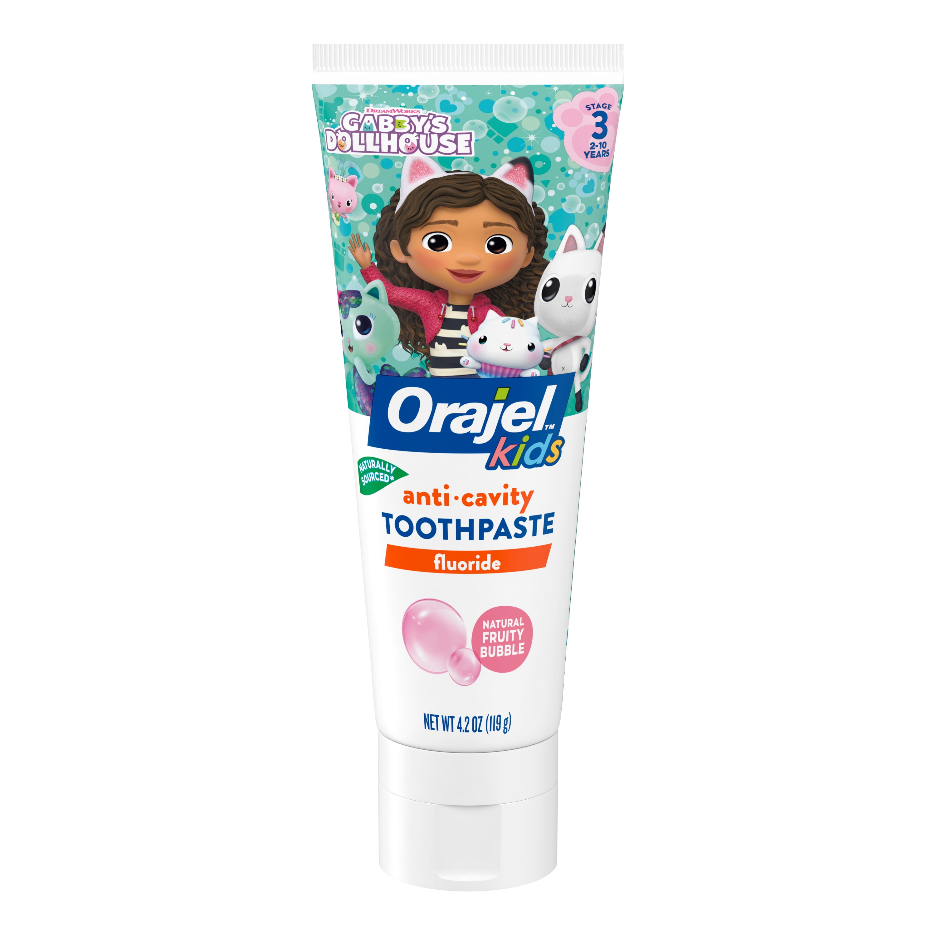 Orajel Kids Gabby's Dollhouse Anti-Cavity Fluoride Toothpaste, Natural ...
