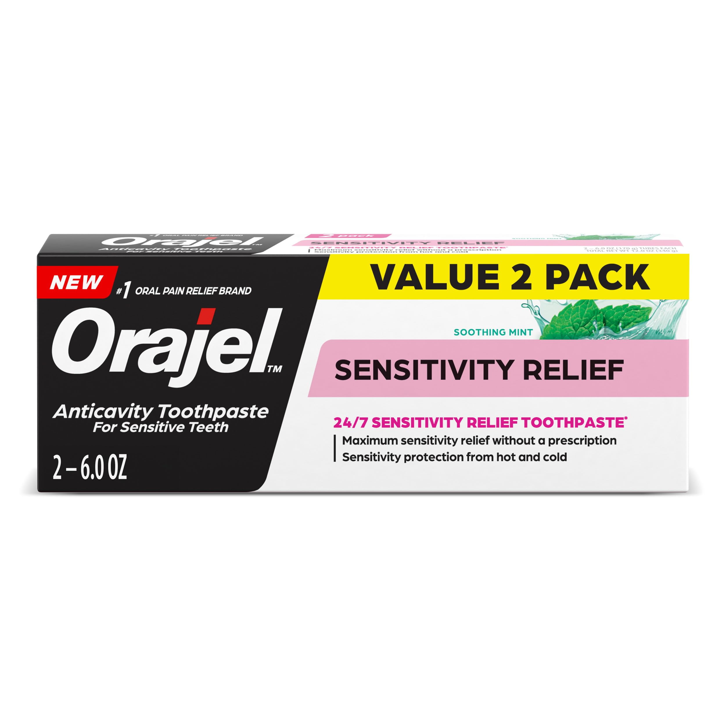 Orajel Sensitivity Relief Toothpaste, RRF12 Soothing Mint Flavor ...
