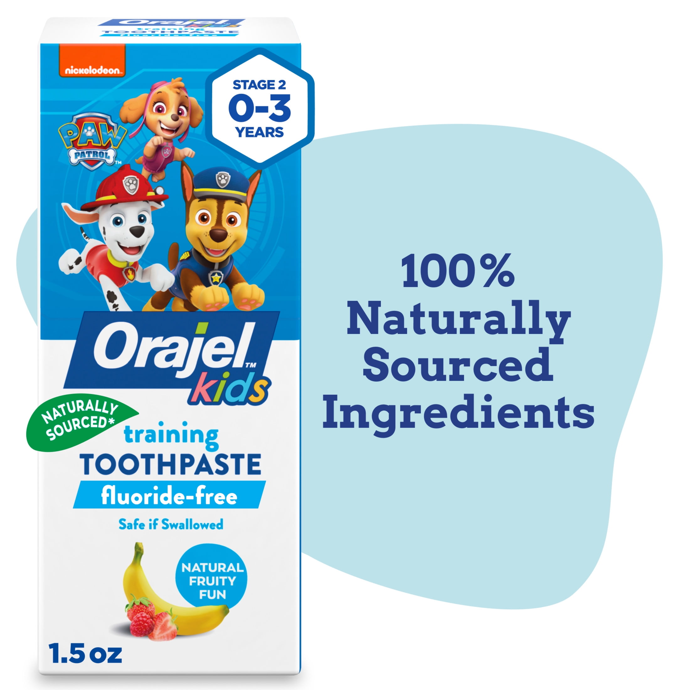 Orajel Kids PAW Patrol Training Toothpaste Fluoride-Free, Natural ...