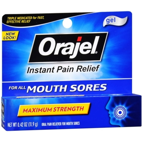 Orajel Triple Medication Mouth Sore Gel, Maximum Strength, 0.42 oz, 3 ...