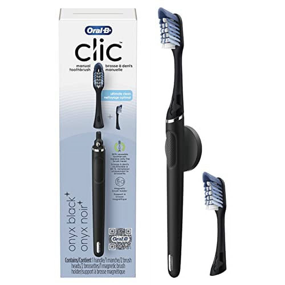 Oral-B Clic Toothbrush, Matte Black, with 1 Bonus Replacement Brush ...