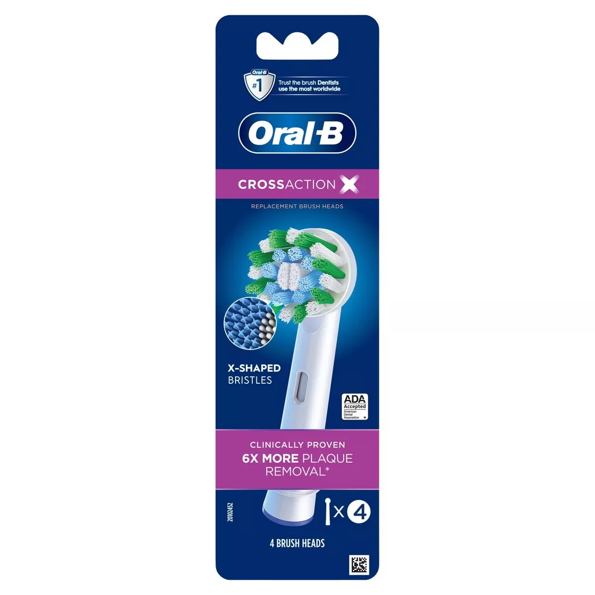 Oral-B Crossaction 4 Count Toothbrush Heads with Bacterial Protection ...