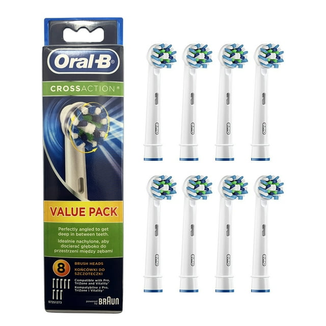 Oral-B Cross Action Electric Toothbrush Replacement Brush Head Refill - 8 count - Walmart.com