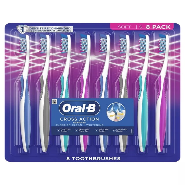 Oral-B Pro-Health Cross Action Toothbrushes, Medium Bristle, 8 Pack ...