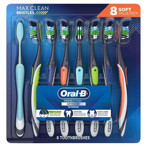 Oral-B CrossAction Advanced Max Clean 8-pack Toothbrushes, Medium ...