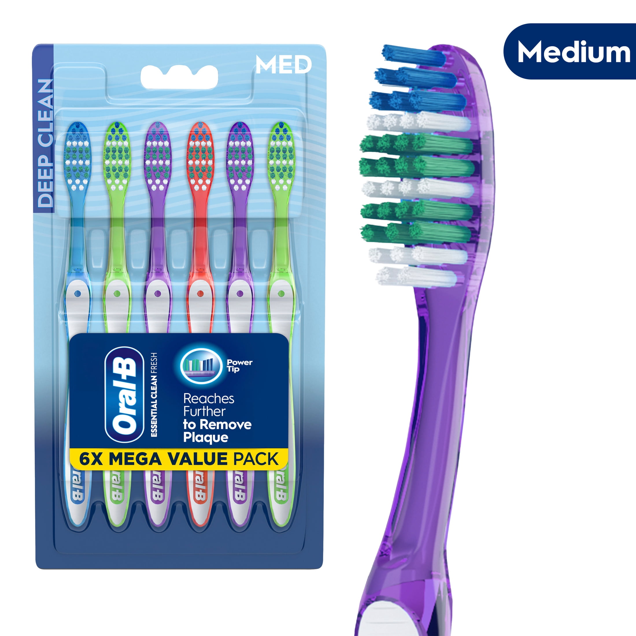 Oral-B Fresh & Clean Medium Toothbrush Value Pack, 6 Count for Adults ...