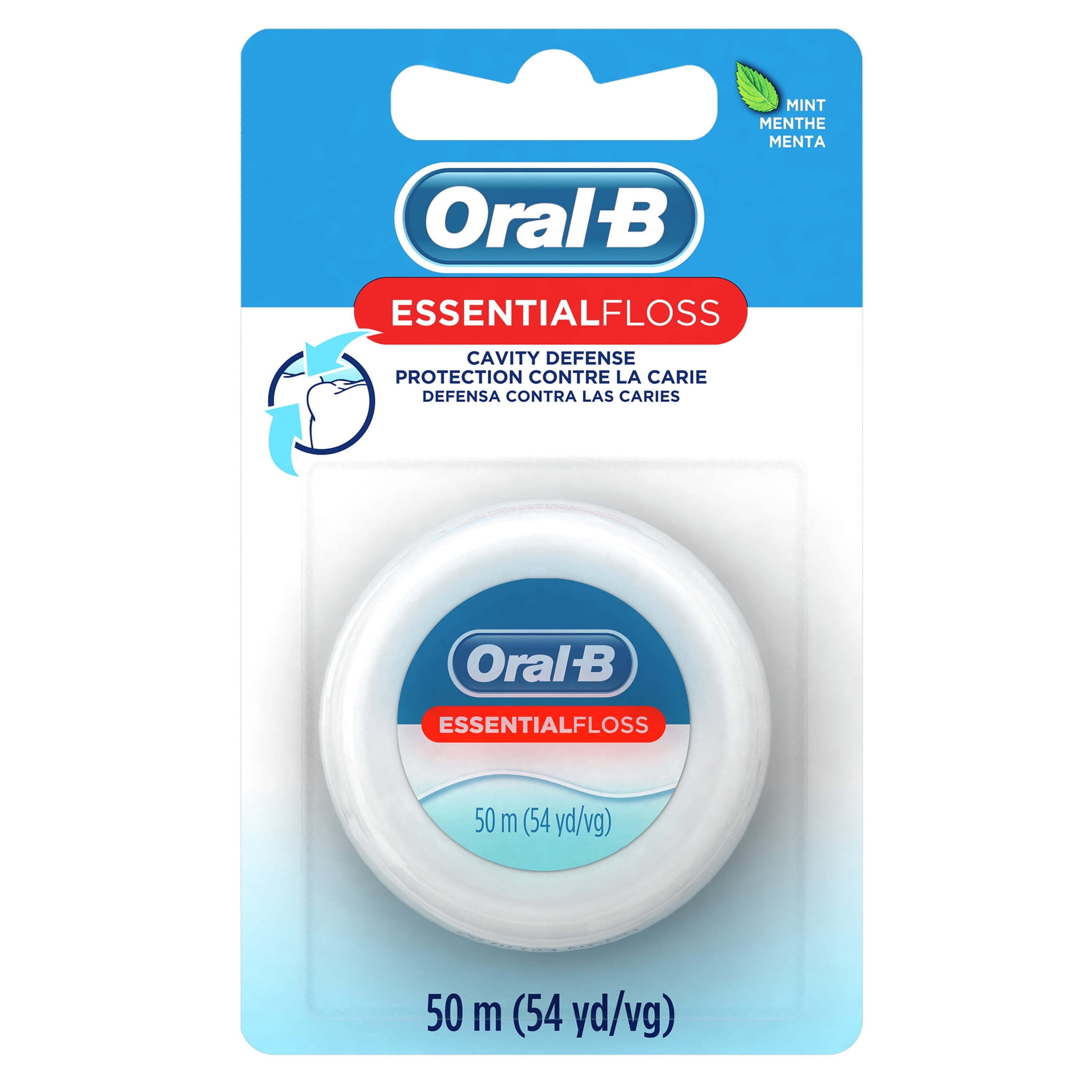 Oral-B, Floss, Essential Floss Mint Waxed Dental Floss, 50 m - Walmart.com