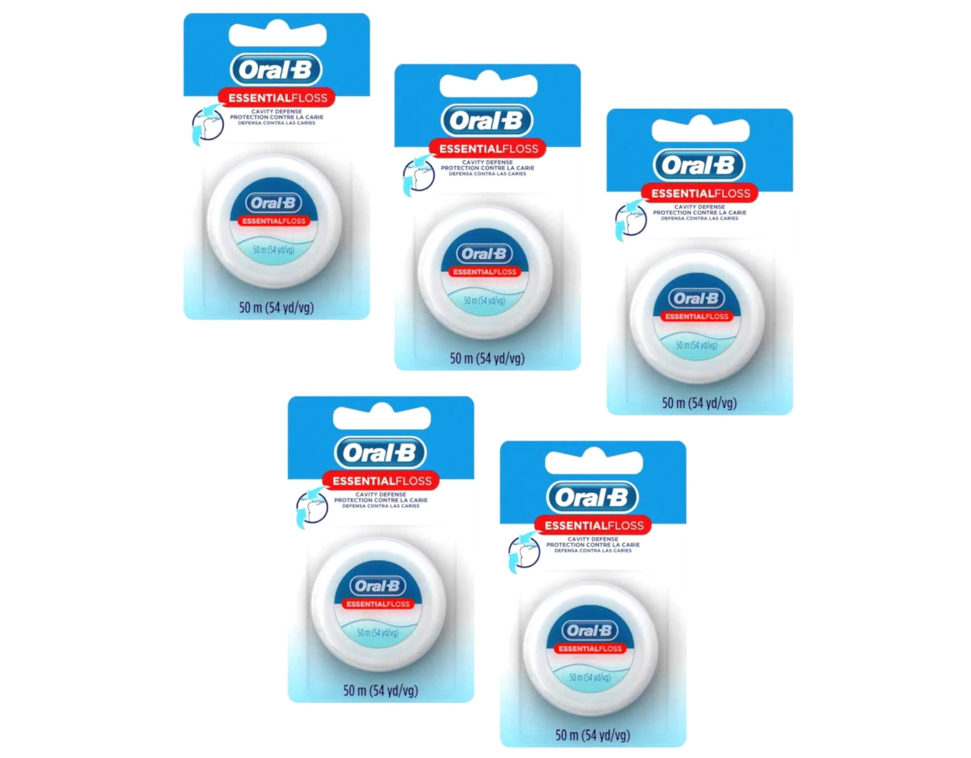 Oral-B Essential Floss, Unflavored Waxed, 54 Yards (50m), Pack of 5 ...