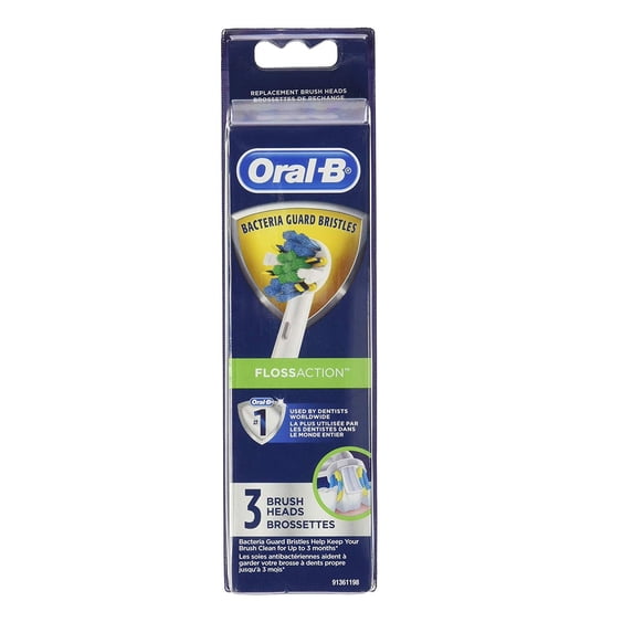 Oral-B FlossAction Electric Toothbrush Replacement Heads, 3 Count ...