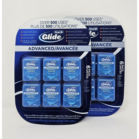 Oral B Glide Advanced Floss, Clean Mint (6 x 40m) - Pack of 2 (480m) - Walmart.com