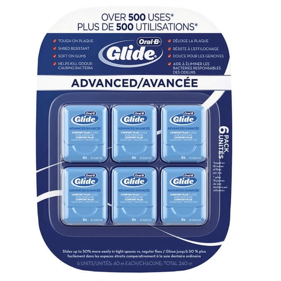 Oral-B Glide Advanced Comfort Floss, Multi-Protection, 6 Count, 40 ...